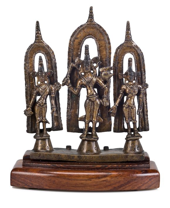 Bonhams : A copper alloy tripartite altar Tibet, 12th century