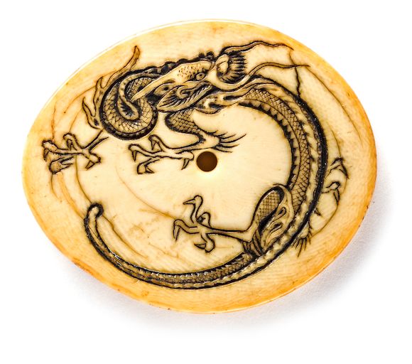 Bonhams : An ivory section with a dragon By Mitami Goho, Edo period ...