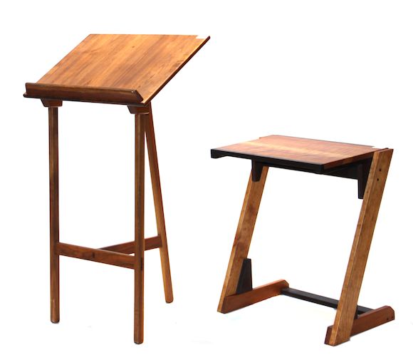 Bonhams : A set of two contemporary walnut lecterns/writing stands