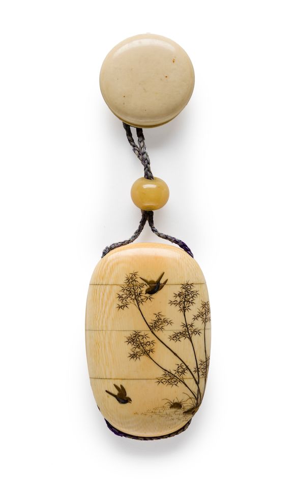 Bonhams : A three-case ivory inro Meiji period (late 19th century)