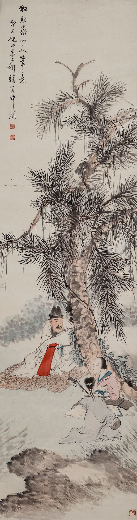 Bonhams : Ni Tian (1855-1919) Landscape with Figure After Hua Yan