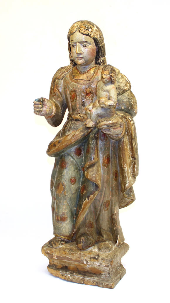 Bonhams A Spanish Colonial Polychrome Decorated Figure Of Madonna And