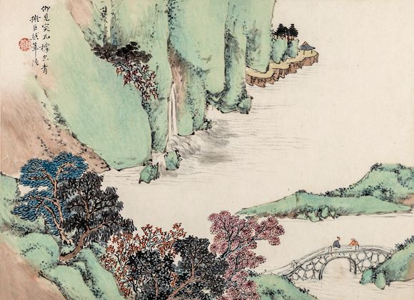 Bonhams : Tao Tao (1825-1900) Album of Landscapes After Tang and Song ...