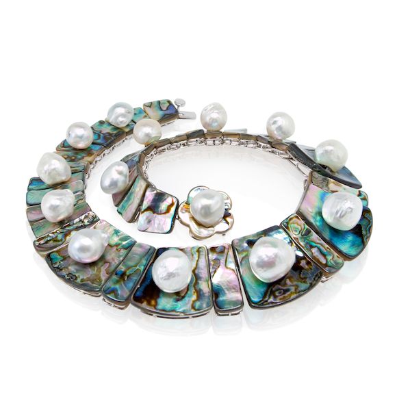 Bonhams : An abalone shell and South Sea cultured pearl necklace, Tony ...