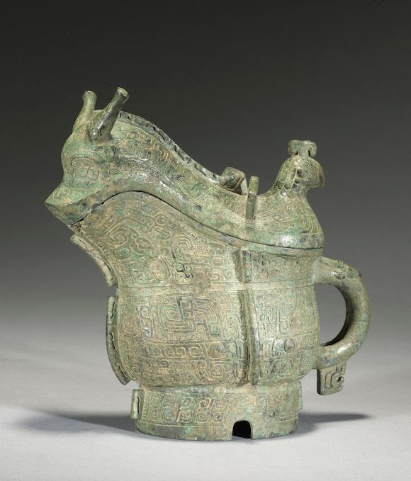 Bonhams : An archaistic cast covered ceremonial wine vessel, guang Late ...