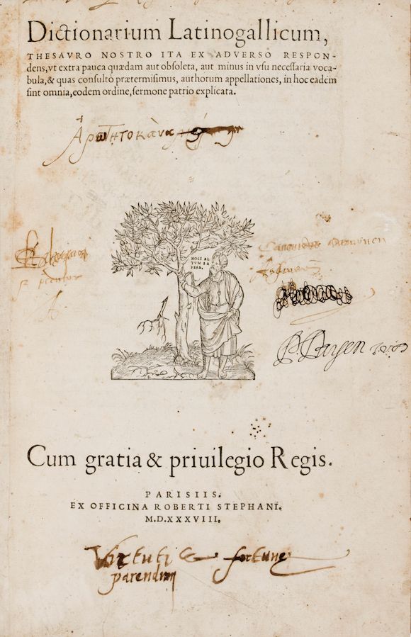 Bonhams : ESTIENNE, ROBERT. 1503-1559. Dictionarium Latinogallicum ...