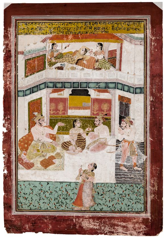 Bonhams : An illustration to a Krishna Rukmini series Opaque watercolor ...