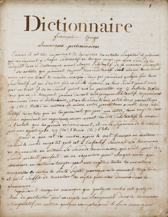 Bonhams : CONGOLESE-FRENCH MANUSCRIPT DICTIONARY. "Dictionnaire ...