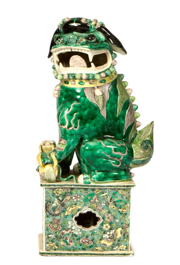 Bonhams : A large Chinese porcelain Fu lion