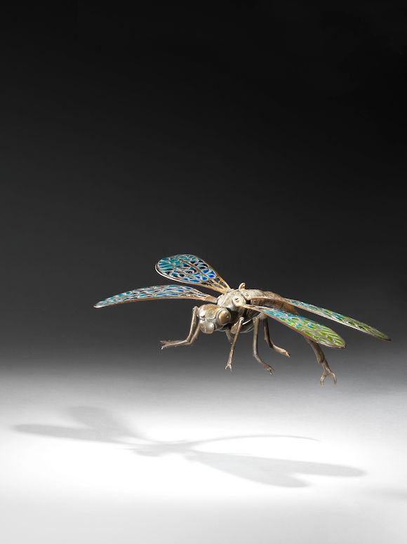 Bonhams : A Bronze Dragonfly French circa 1900 bronze and plique á jour ...
