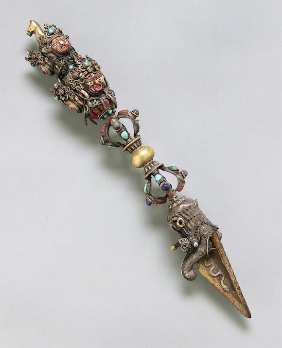 Bonhams : A Tibetan metal ritual dagger, phurbu 20th century