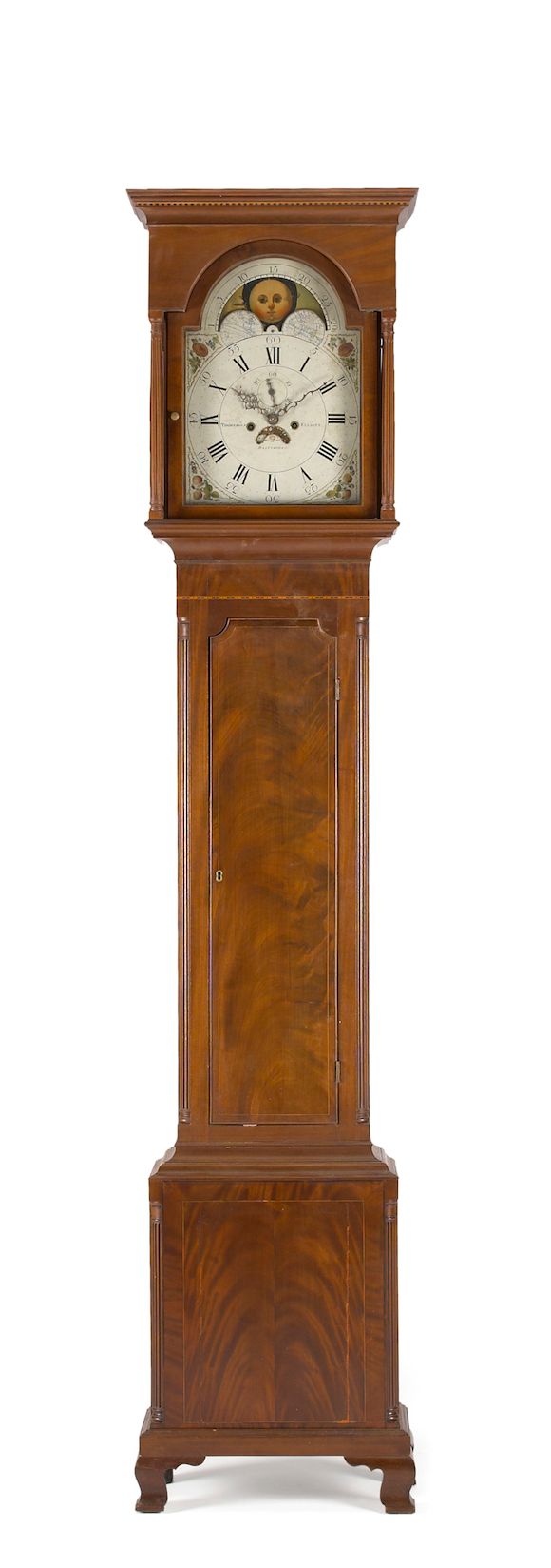 Bonhams : A Federal inlaid mahogany tall case clock Signed Thompson & Elliott, Baltimore, circa 1800