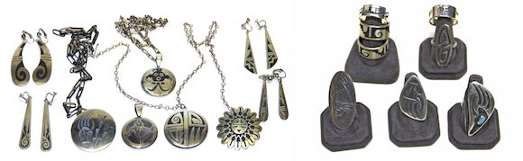 Bonhams : A collection of Hopi overlay jewelry items