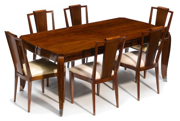 Bonhams : A French Art Deco chromed metal mounted mahogany dining table ...