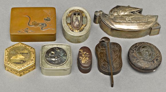 Bonhams : A group of eight small metal boxes Most Meiji period