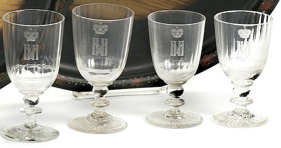 Bonhams : Two pairs of Russian glass goblets from service of Grand Duke ...