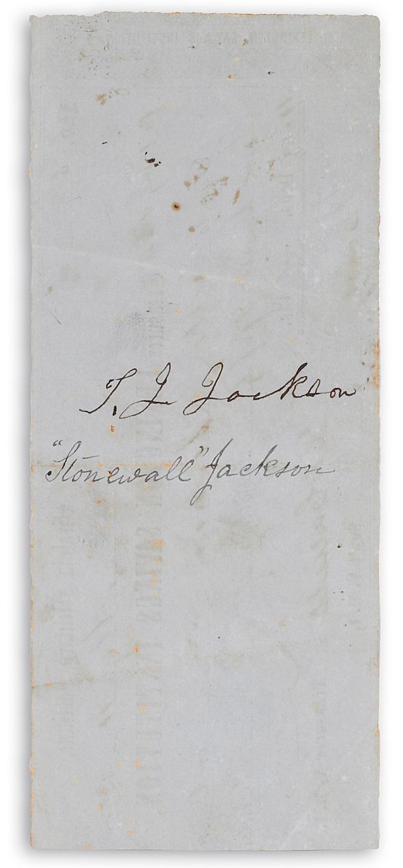 Bonhams : JACKSON, THOMAS JONATHAN "STONEWALL." 1824-1863. Signature ...
