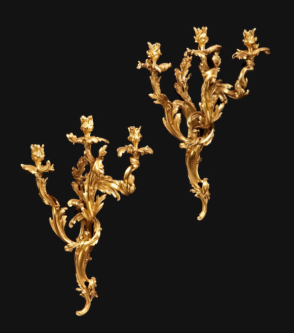 Bonhams A Pair Of Louis Xv Style Gilt Bronze Three Light Bras De