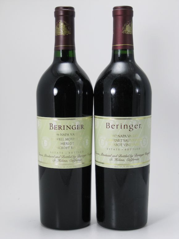 Bonhams : Beringer Cabernet Sauvignon, Chabot 1992 (6)Beringer Merlot ...