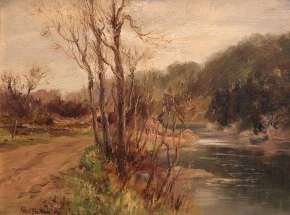 Bonhams : Arthur Edward Blackmore (American, 1854-1921) Path by an icy ...