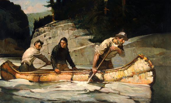 Bonhams : Frank Earle Schoonover (American, 1877-1972) As the canoe ...