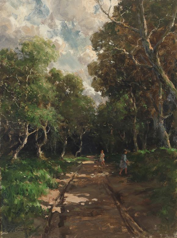 Bonhams : James Humbert Craig (Irish, 1878-1944) A country lane with ...