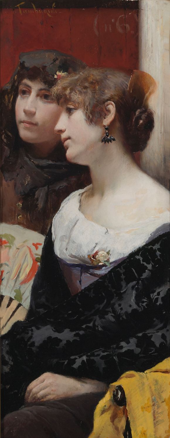 Bonhams : José María Tamburini (Italian, 1856-1932) At the opera 15 3/4 ...