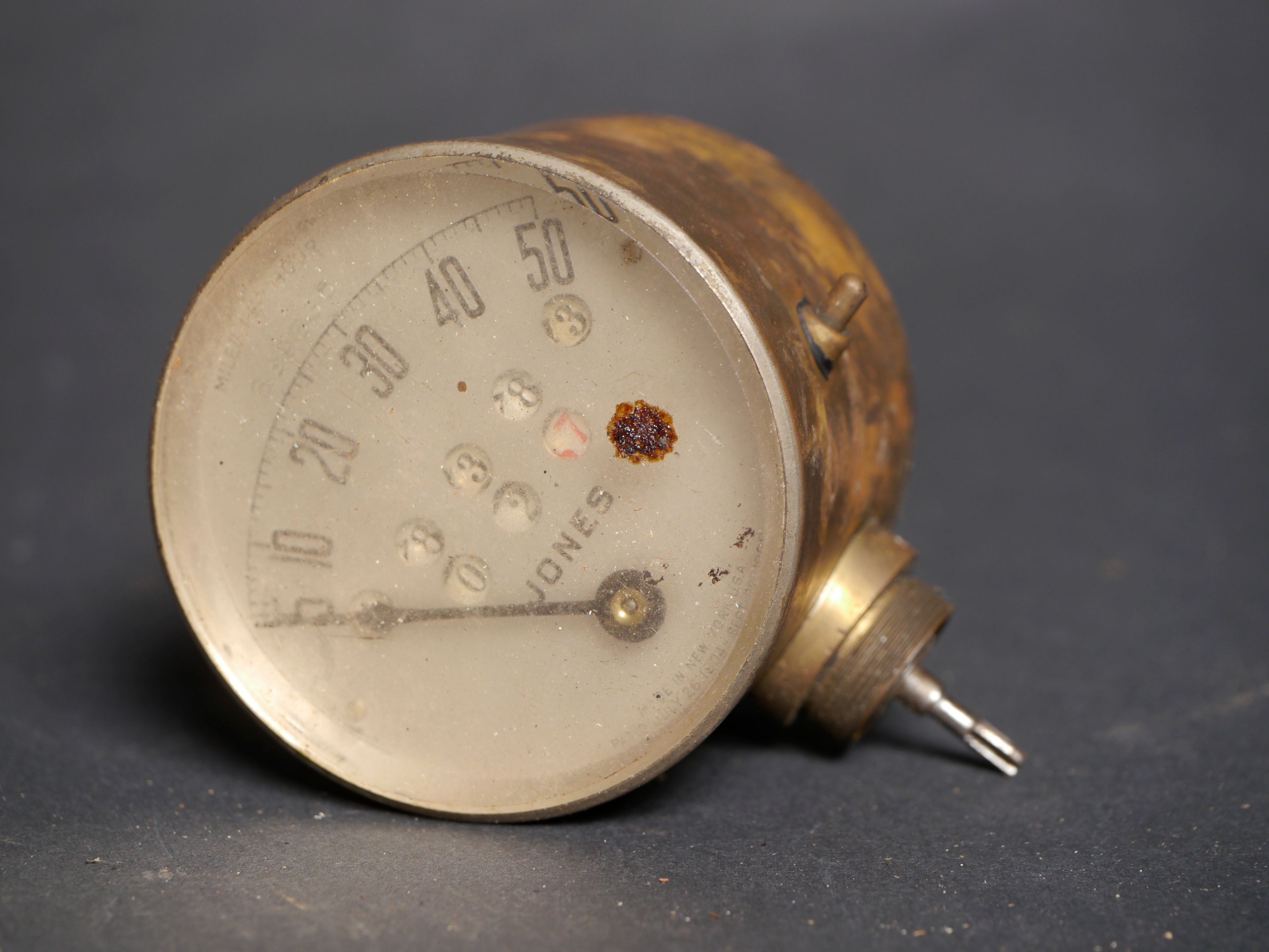 Bonhams Cars : A Jones brass 50mph speedometer.