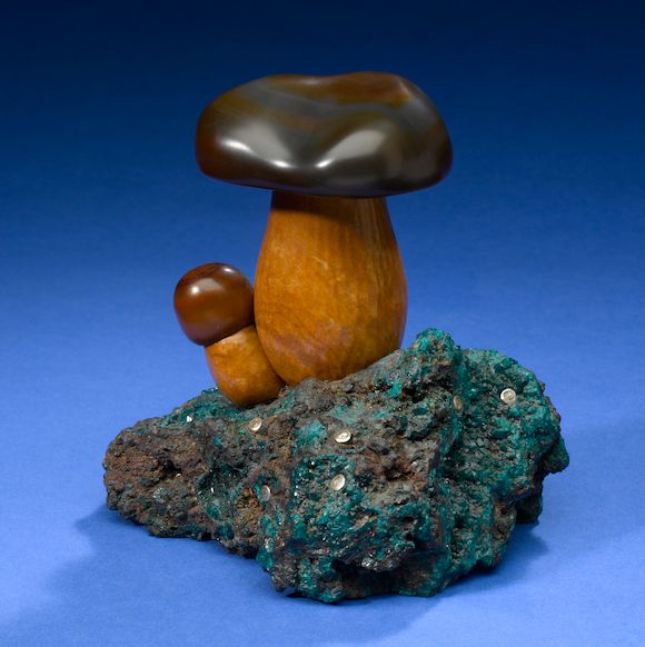 Bonhams : Carved Jasper Box in the form of a Mushroom