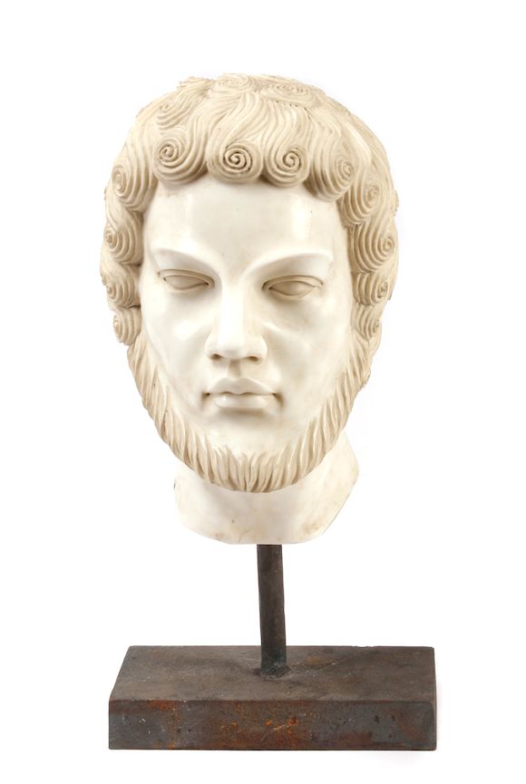 Bonhams : A carved marble bust on a stand