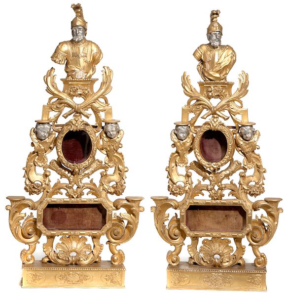 Bonhams : A pair of Spanish Rococo gilt and silver giltwood hanging ...