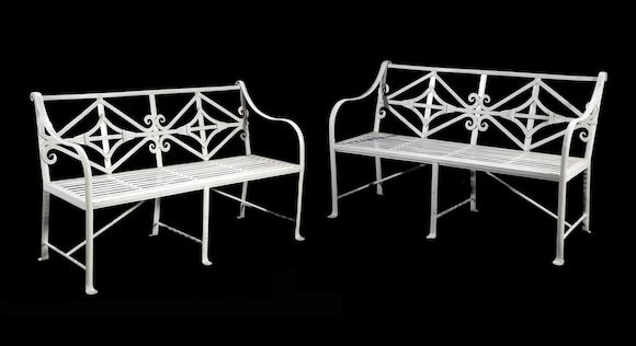 Bonhams : A pair of Continental Neoclassical painted metal garden ...