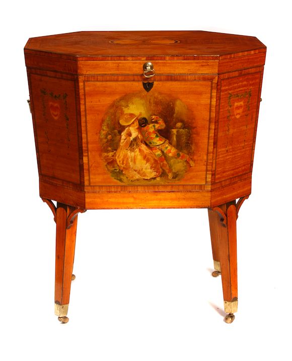 Bonhams : A George III style inlaid and paint decorated satinwood ...