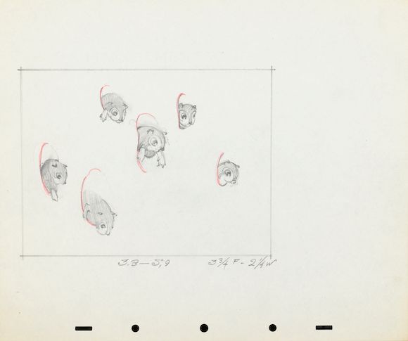 Bonhams : A Walt Disney Studios model drawing of a chipmunk from Snow ...