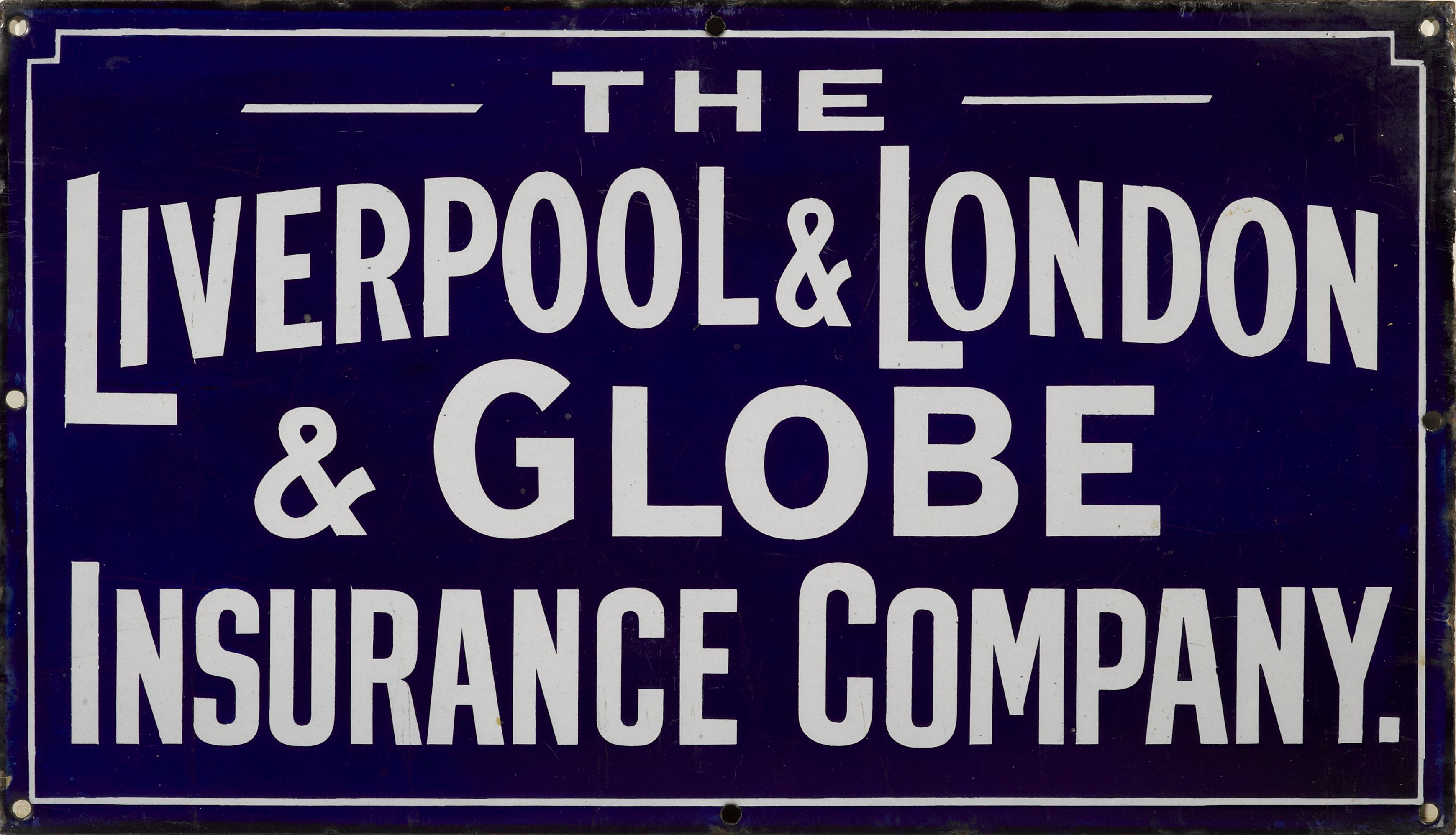 Bonhams Cars : A Liverpool London & Globe Insurance Company sign, c. 1920s,