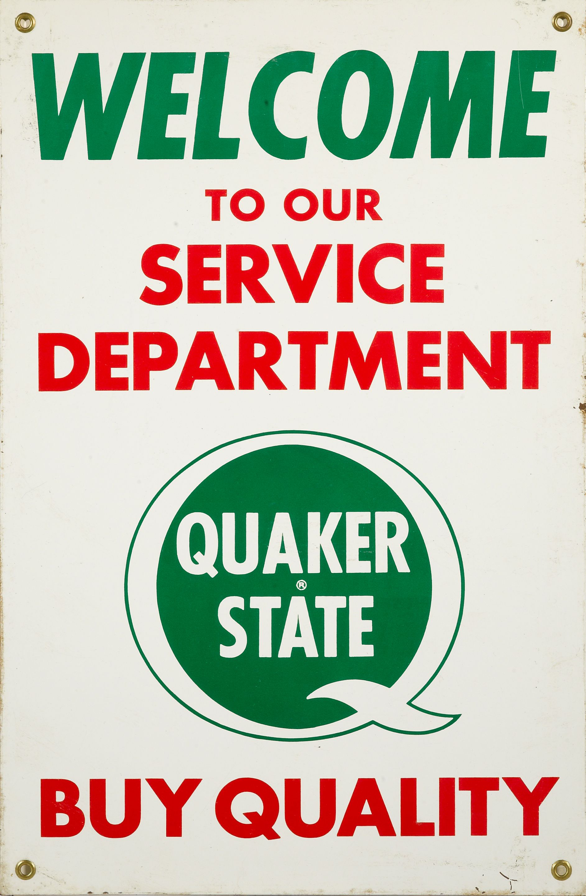 Bonhams Cars : A Quaker State Service Department sign,