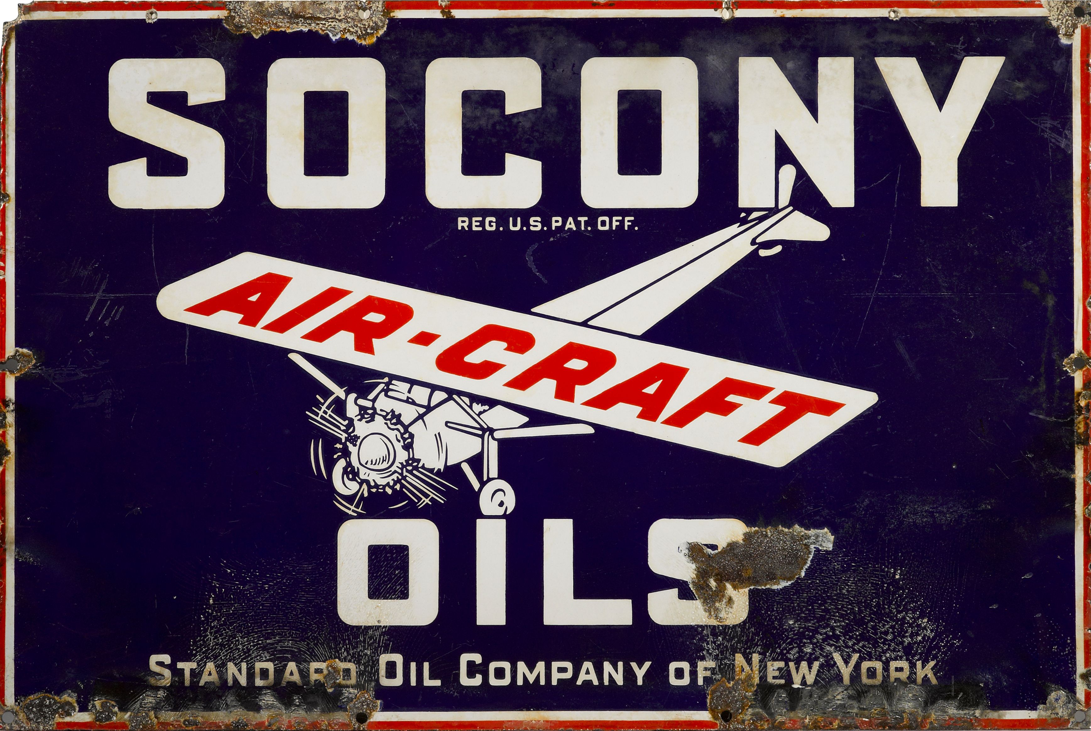 Bonhams Cars : A rare Socony Aircraft Oil sign, c. 1920s,