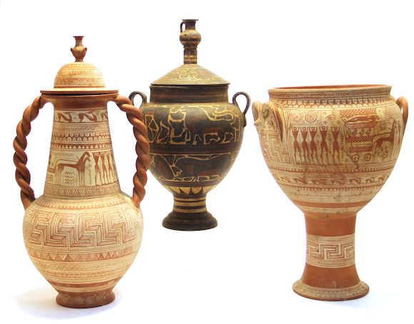 Bonhams : Three Grand Tour red or black figure vessels 20th century