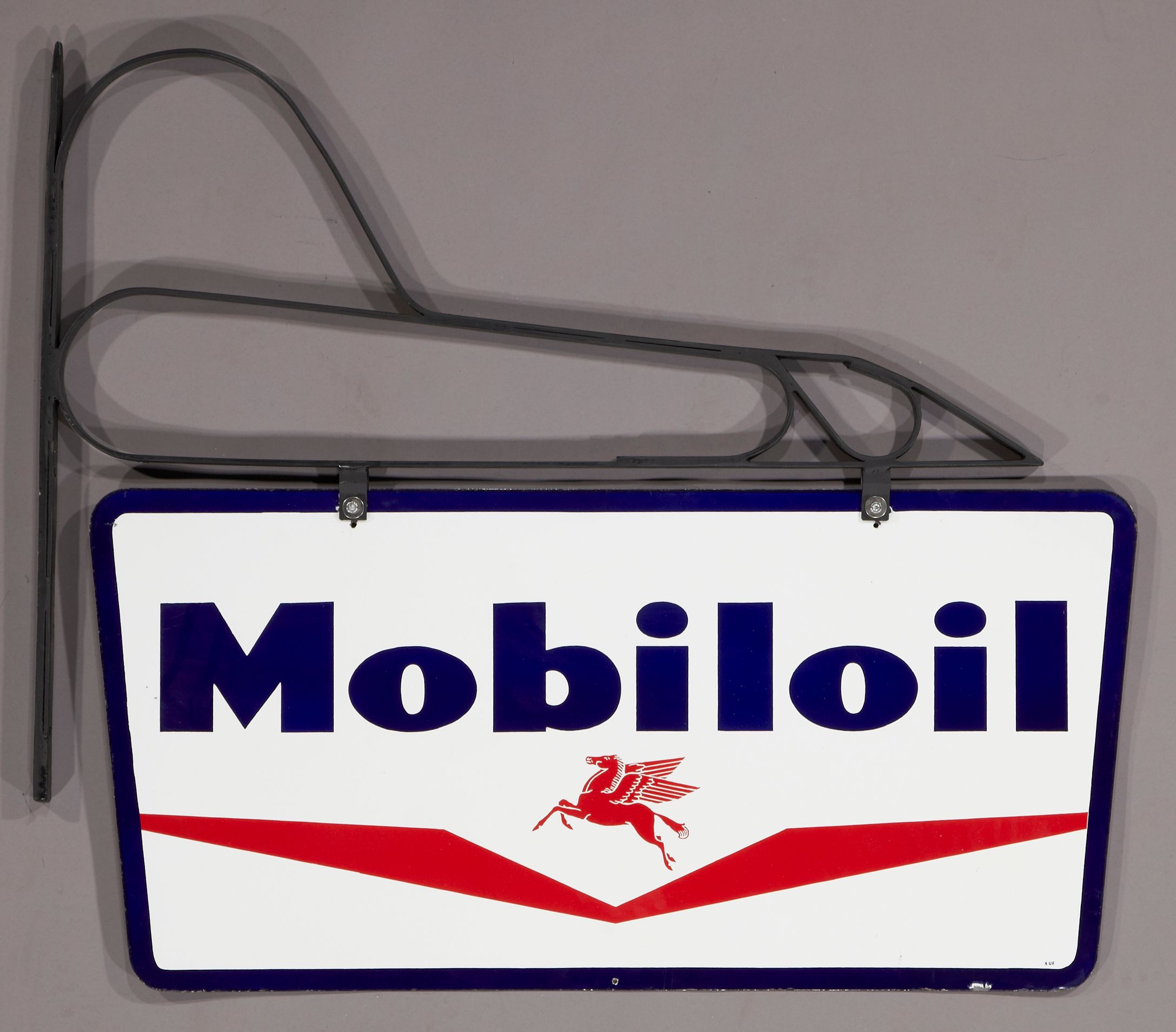 Bonhams Cars : A double-sided NOS Mobiloil sign,