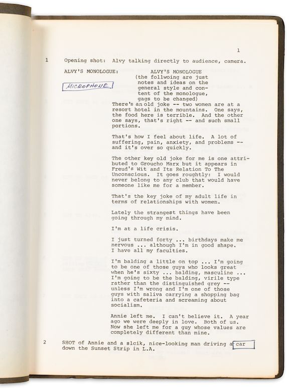 Bonhams : An Annie Hall script