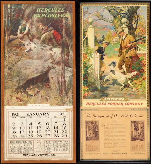 Bonhams : A lot of two Hercules Powder Company calendars