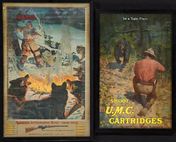 Bonhams : A lot of two vintage firearms posters