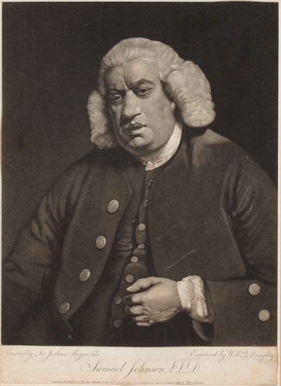 Bonhams : JOHNSON, SAMUEL. 1709-1784. Portrait by WILLIAM DOUGHTY 1758-1782 after SIR JOSHUA ...