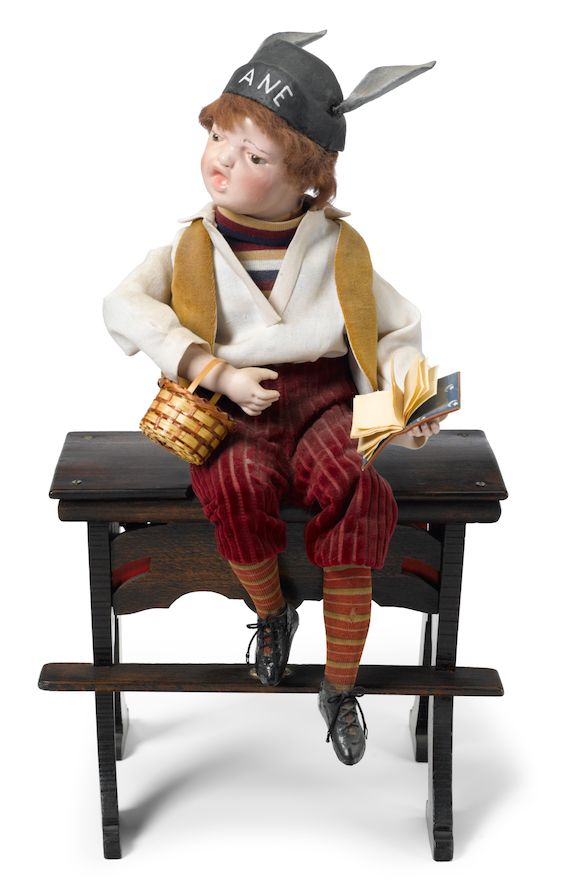 Bonhams : A dunce boy on a bench automaton French, first half 20th century