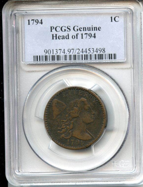 Bonhams : 1794 1C Head of 1794, Genuine (Code 97 - Environmental Damage ...