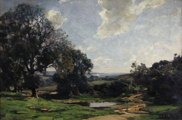 Bonhams : Jose Weiss (British, 1859-1919) A wooded landscape under ...