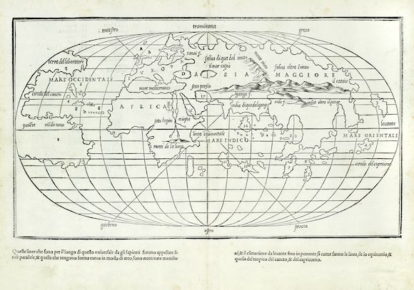 Bonhams : BORDONE, BENEDETTO. 1460-1531. [World map. Venice, c.1534.]