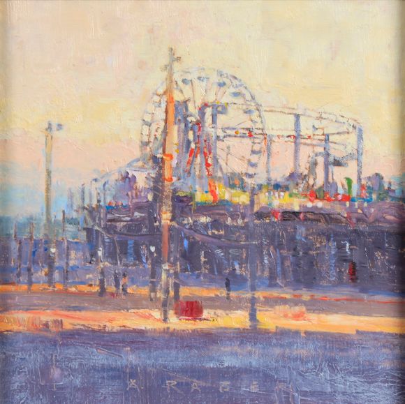 Bonhams : April Raber (American) Santa Monica Pier 12 x 12in