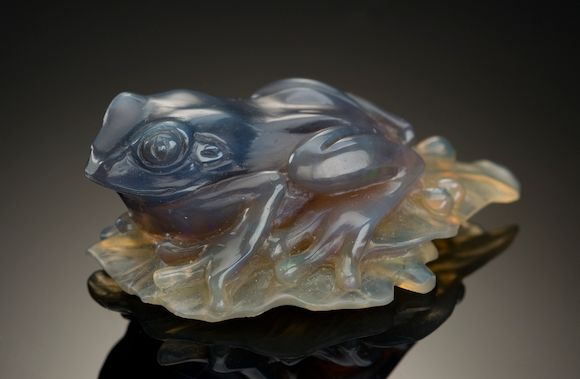 Bonhams : Black Opal Carving of a Frog