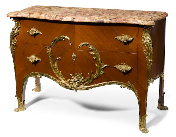 Bonhams : A Louis XV style gilt bronze mounted mahogany commode ...